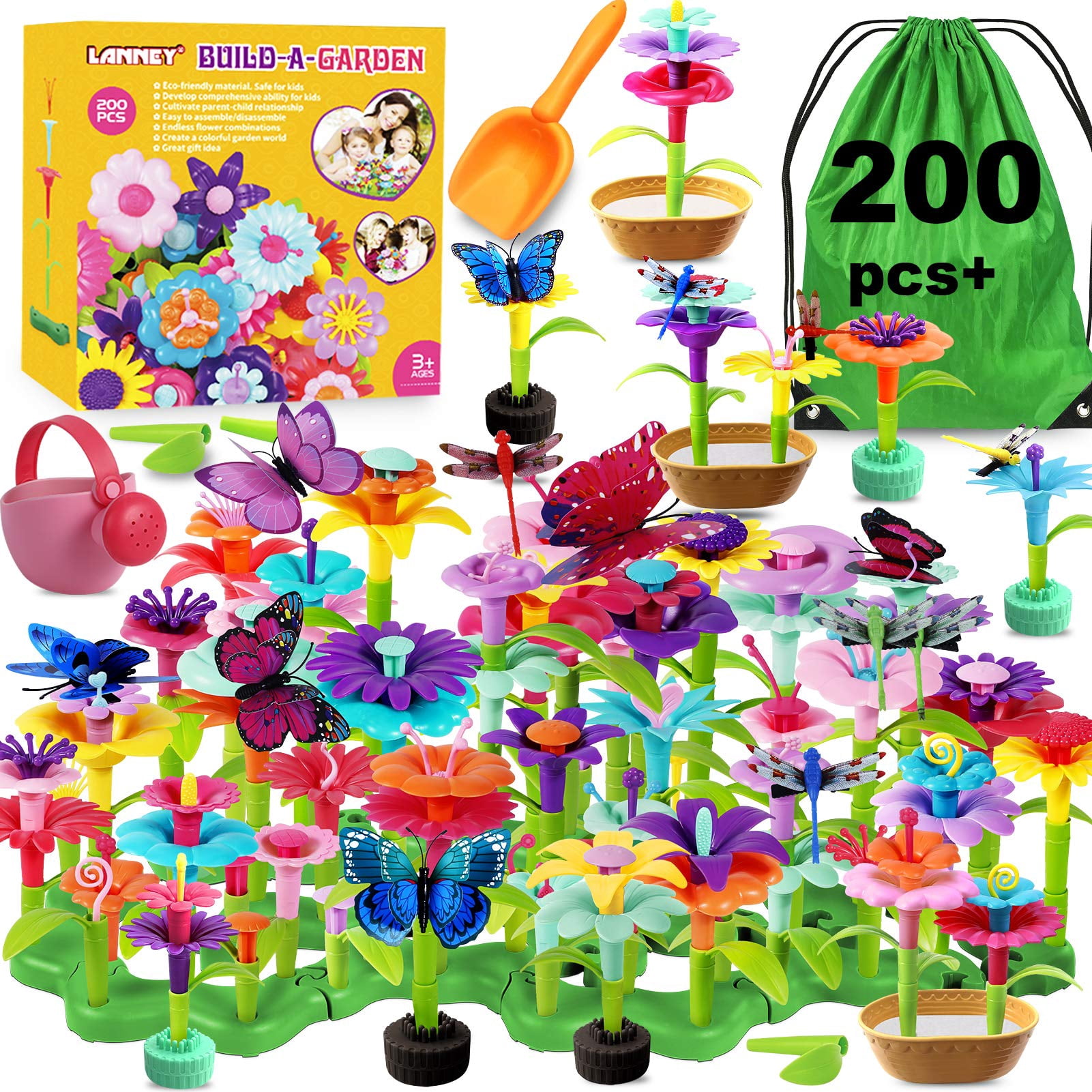 Set de juguetes para construir flores LANNEY, 200 unidades, para niñas ...