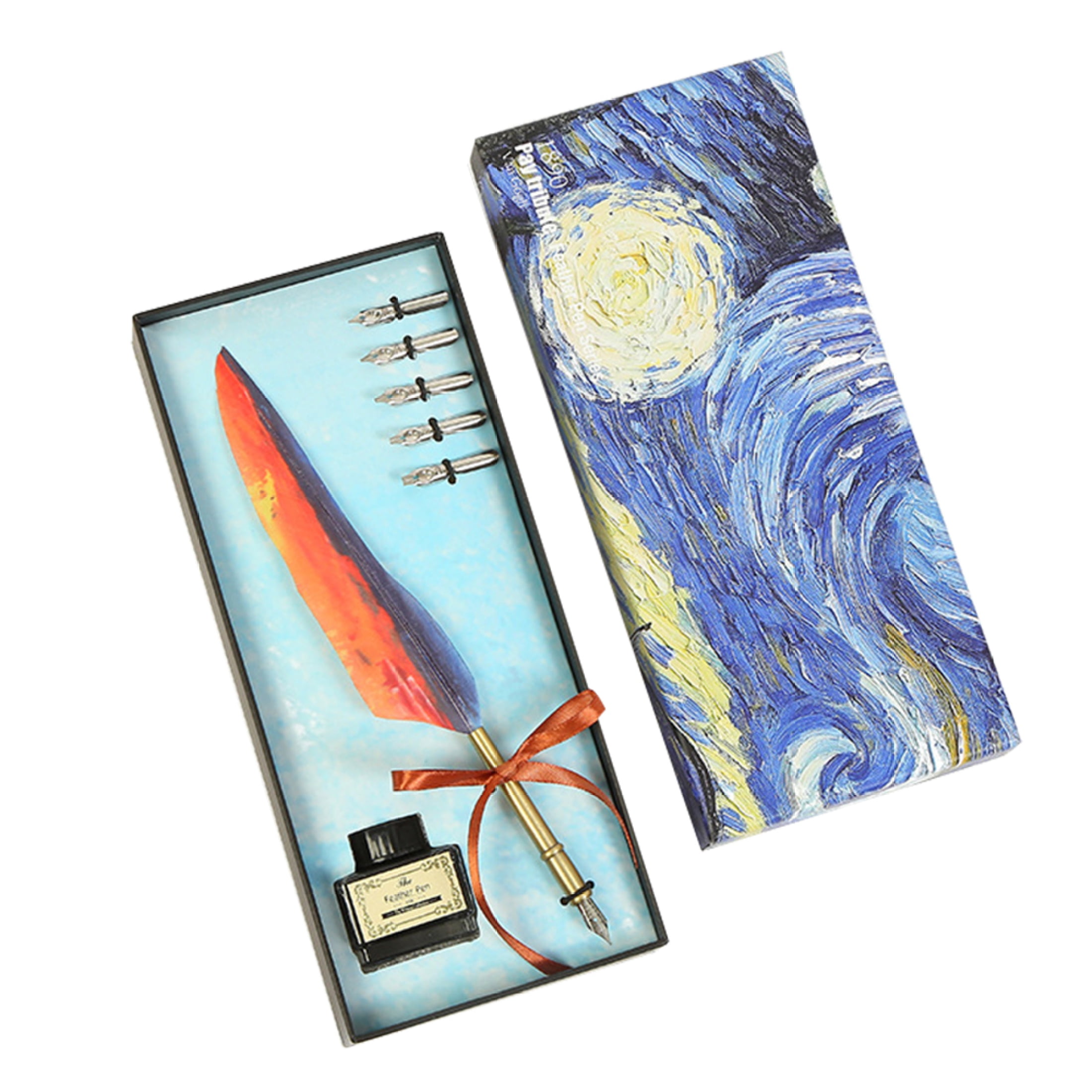 EUBUY Writing Quill Pen Oil Painting Style Feather Pen Calligraphy Ink ...