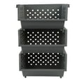 Begale 3-Pack Gray Plastic Stackable Detachable Storage Basket ...