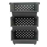 Begale 3-Pack Gray Plastic Stackable Detachable Storage Basket ...