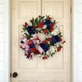 4th of July Patriotic Wreath for Front Door, Red White Blue Artificial ...