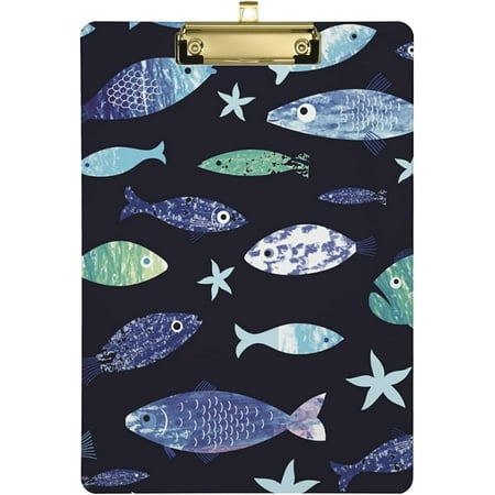 POGLIP Fish Starfish Clipboard Hardboard Wood Nursing Clip Board and ...