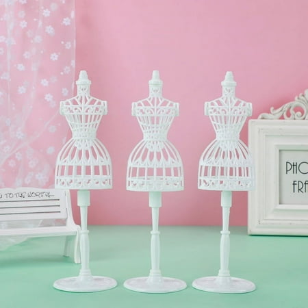 3 pieces 30CM doll DIY white model mannequin clothes rack display stand ...