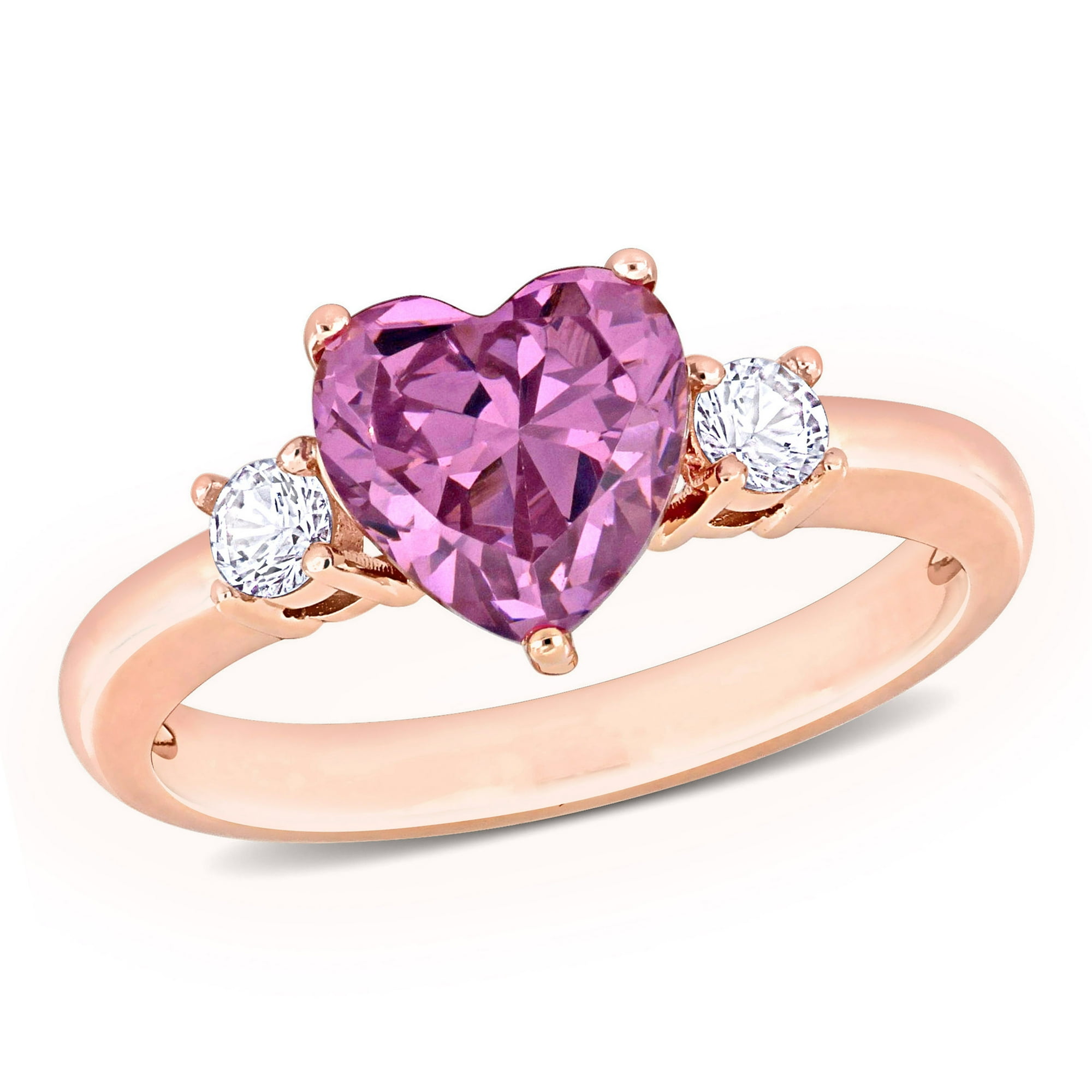 Click here for Miabella 2-1/3 Ct Tgw Created Pink Sapphire And Cr... prices