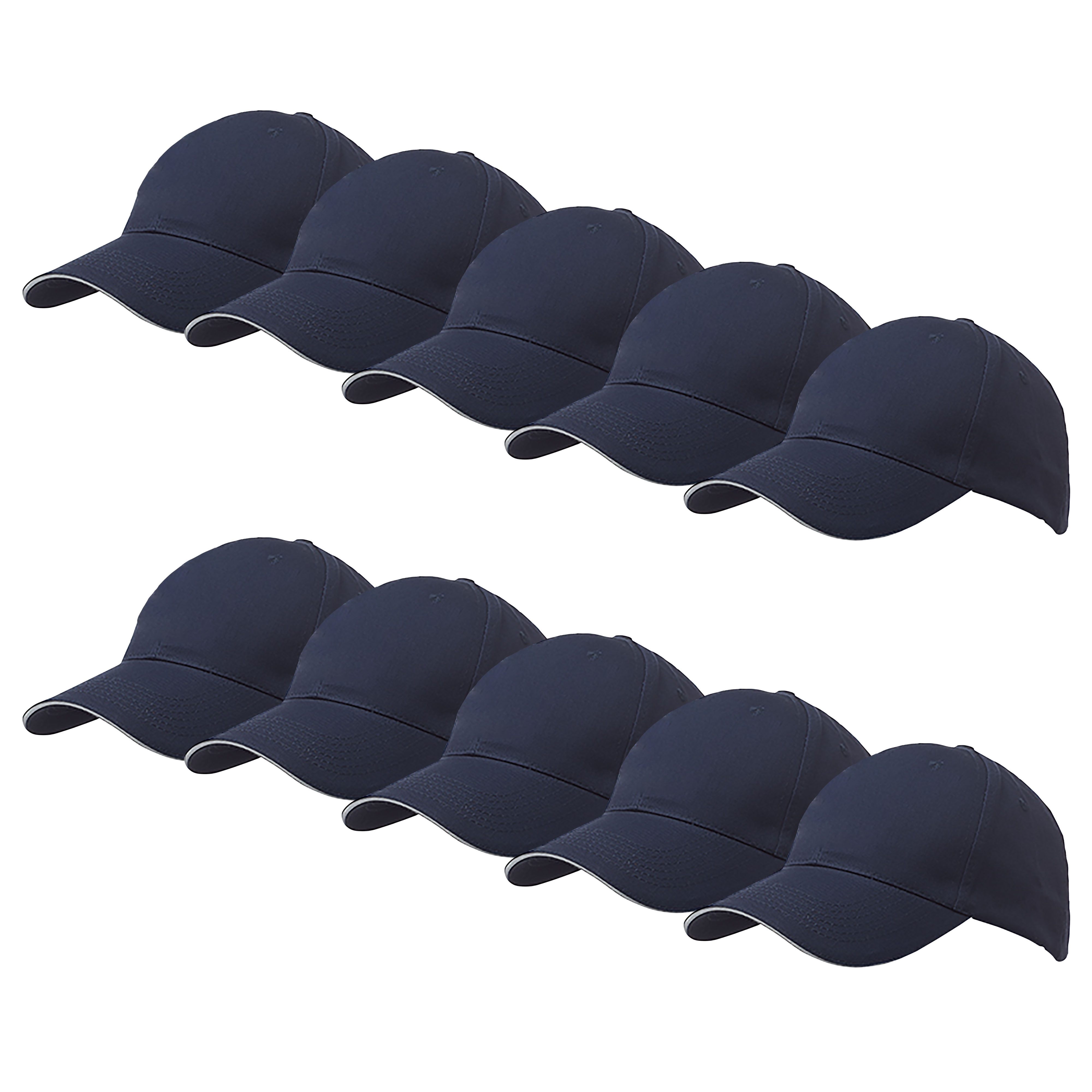 Ace 6-Panel Structured Baseball Caps (• 10 caps, - Blank - NavyBlue ...