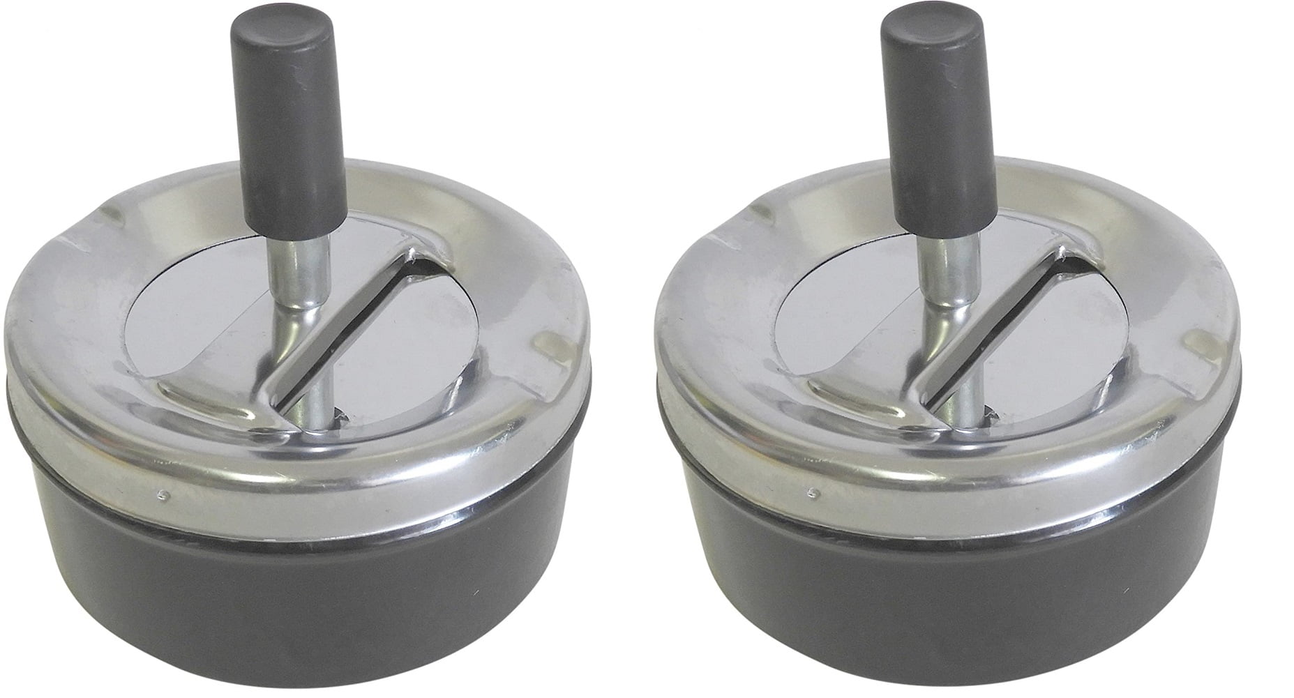 2 Pack Round Push Down Metal Ashtray with Spinning Tray Retro Style ...
