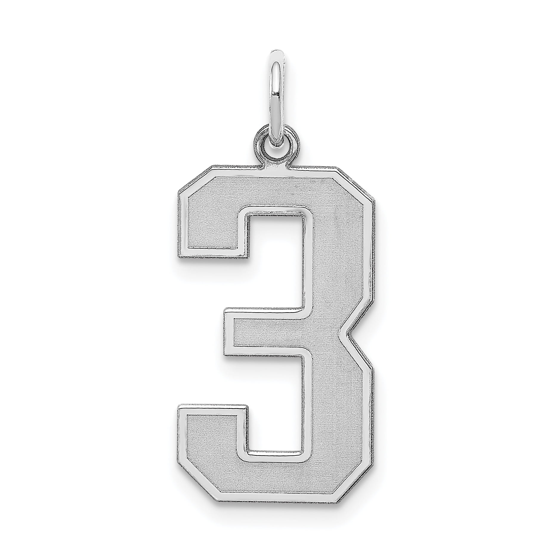 Sterling Silver Rhodium-plated Large Satin Number 3 Charm - Walmart.com