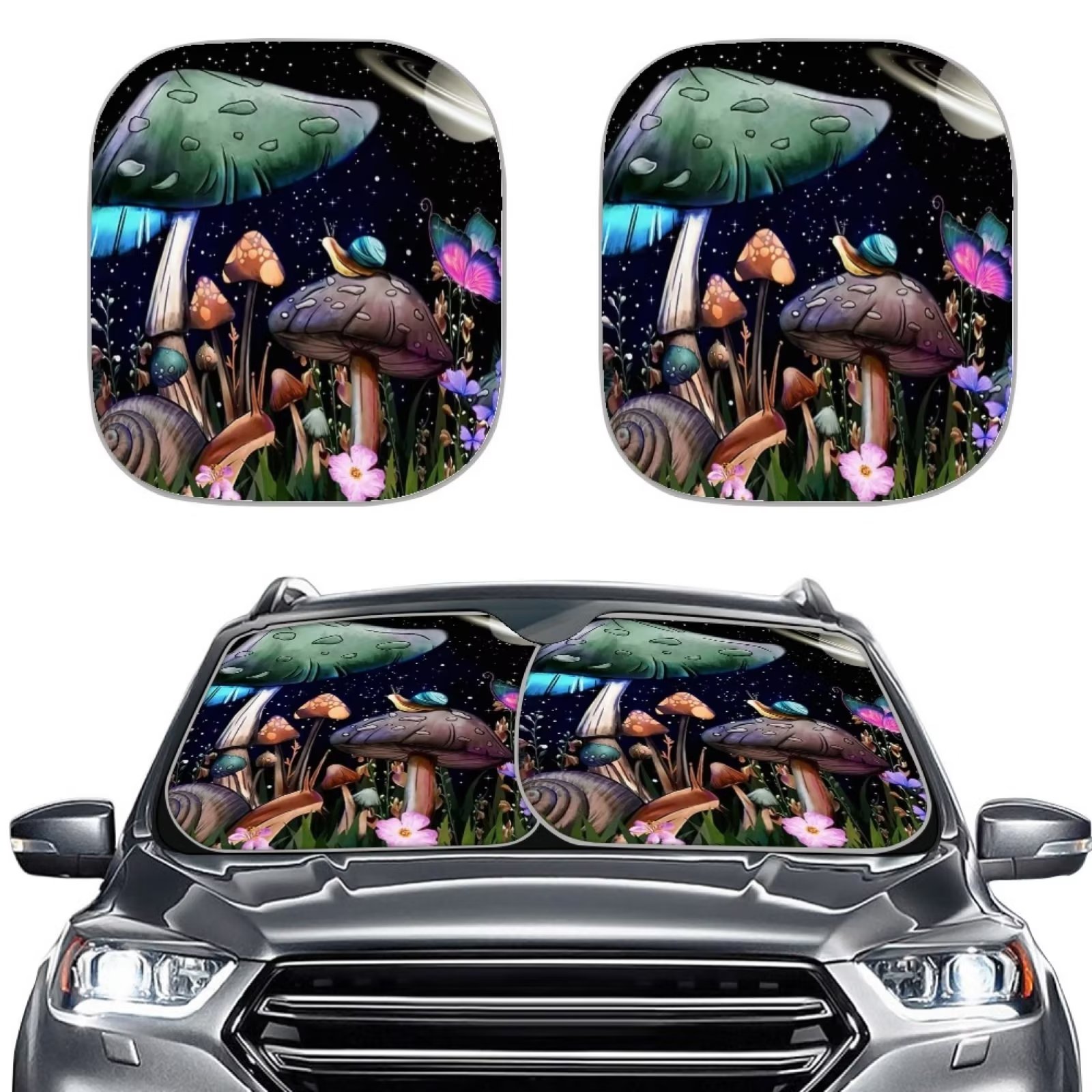 NETILGEN 2 Pieces Aesthetic Cartoon Mushroom Car Windshield Foldable ...
