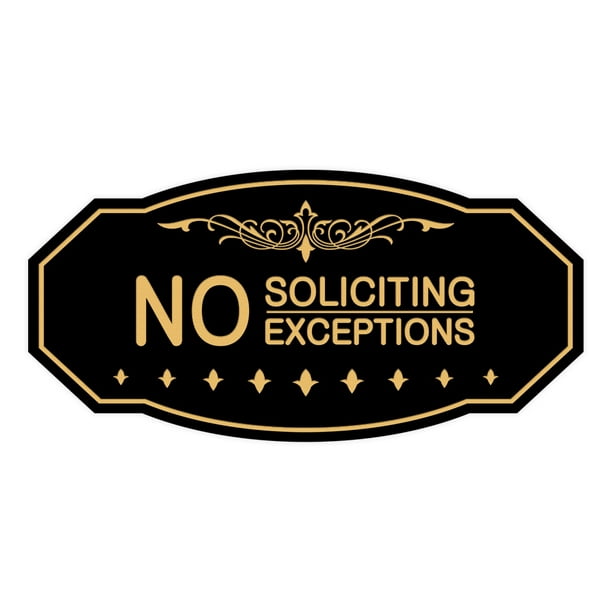 Victorian No Soliciting No Exceptions Sign (Black /Gold) - Small 3" X 6 ...