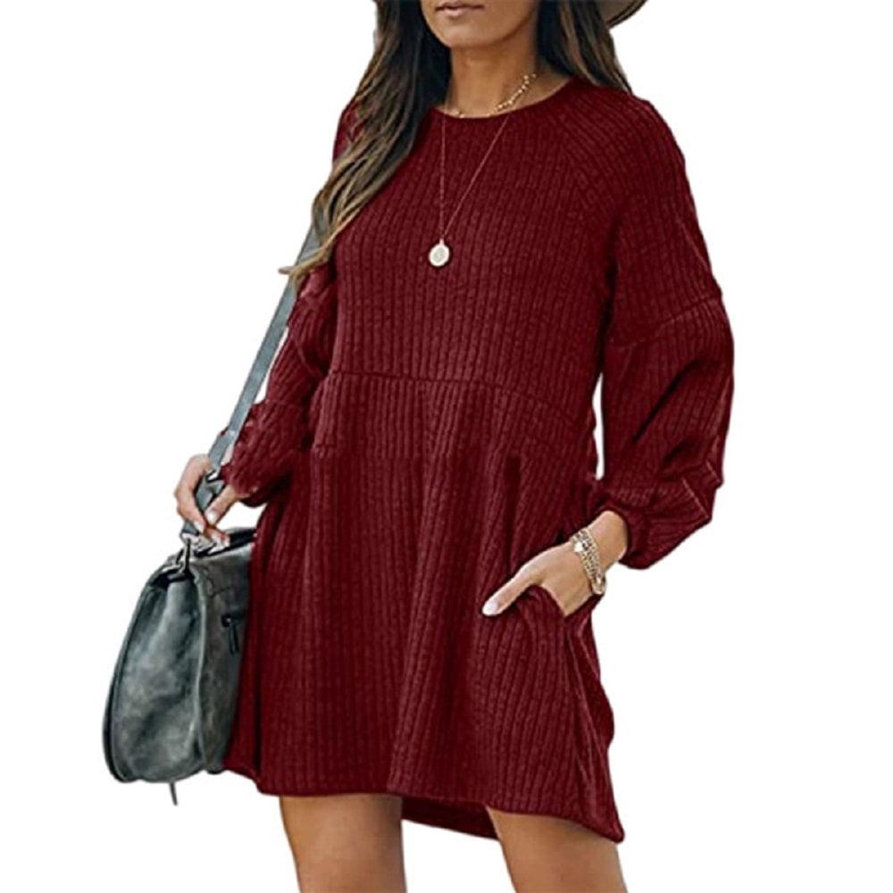 Click here for Generic Women Ribbed Knitted Skirt Lantern Sleeve... prices