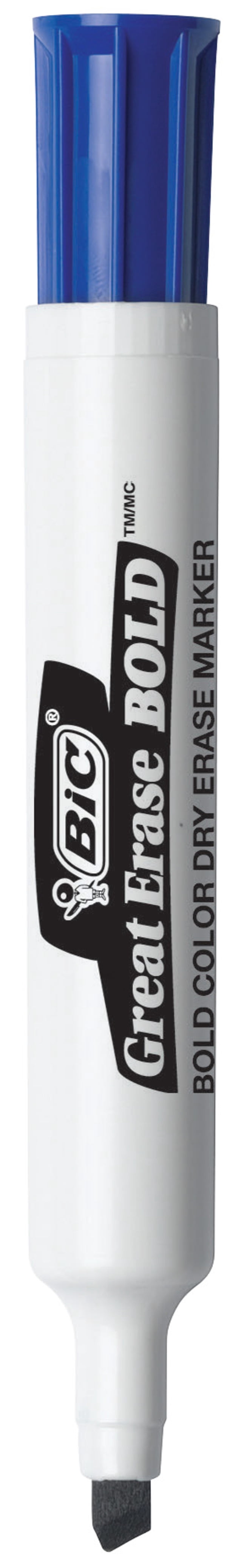 BIC Great Erase Bold Dry Erase Markers, Chisel Tip, Blue, Dozen ...