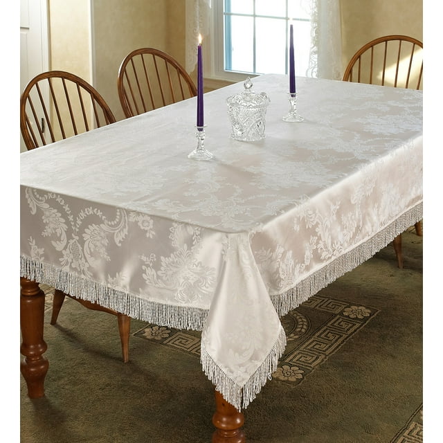 Majestic Damask Design Tablecloth - White 54" by 72" Oblong / Rectangle ...