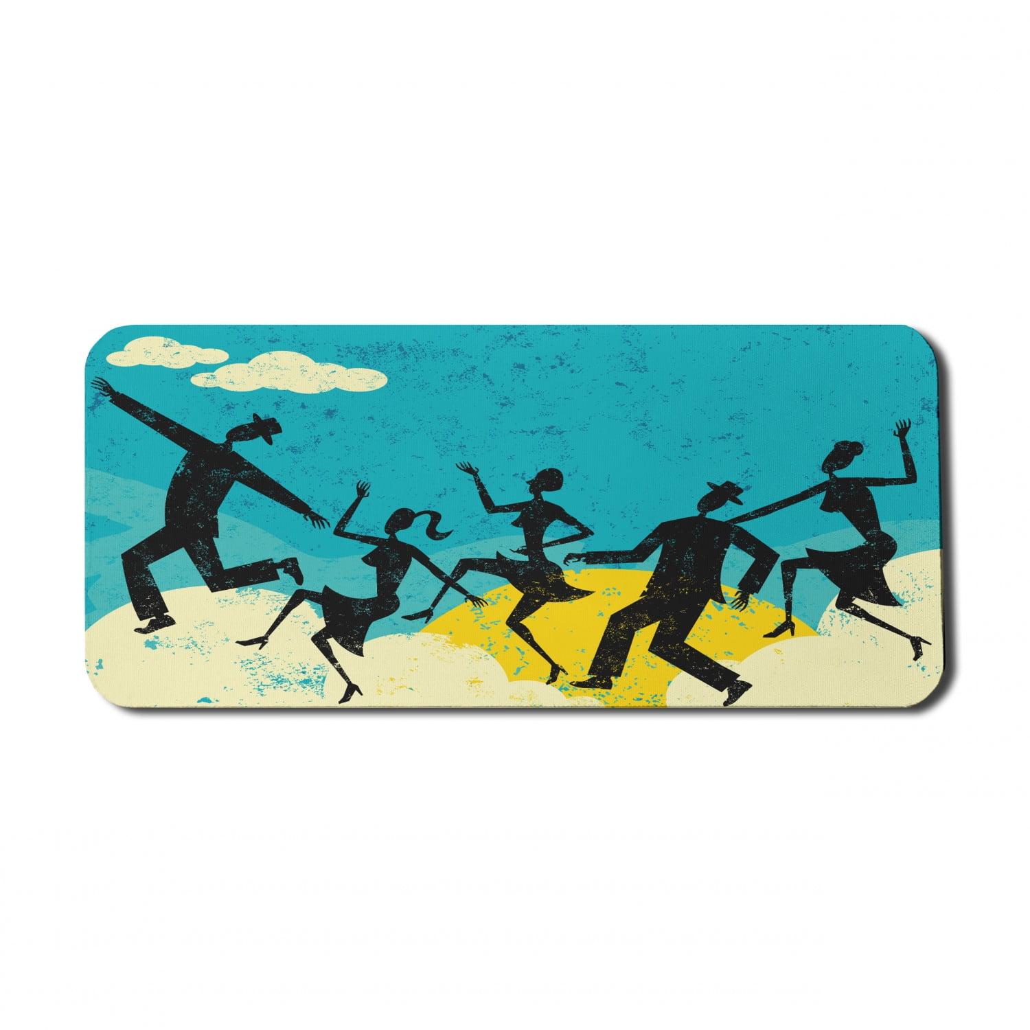 Retro Computer Mouse Pad, Grunge Silhouettes with Old Fashioned Clothes ...