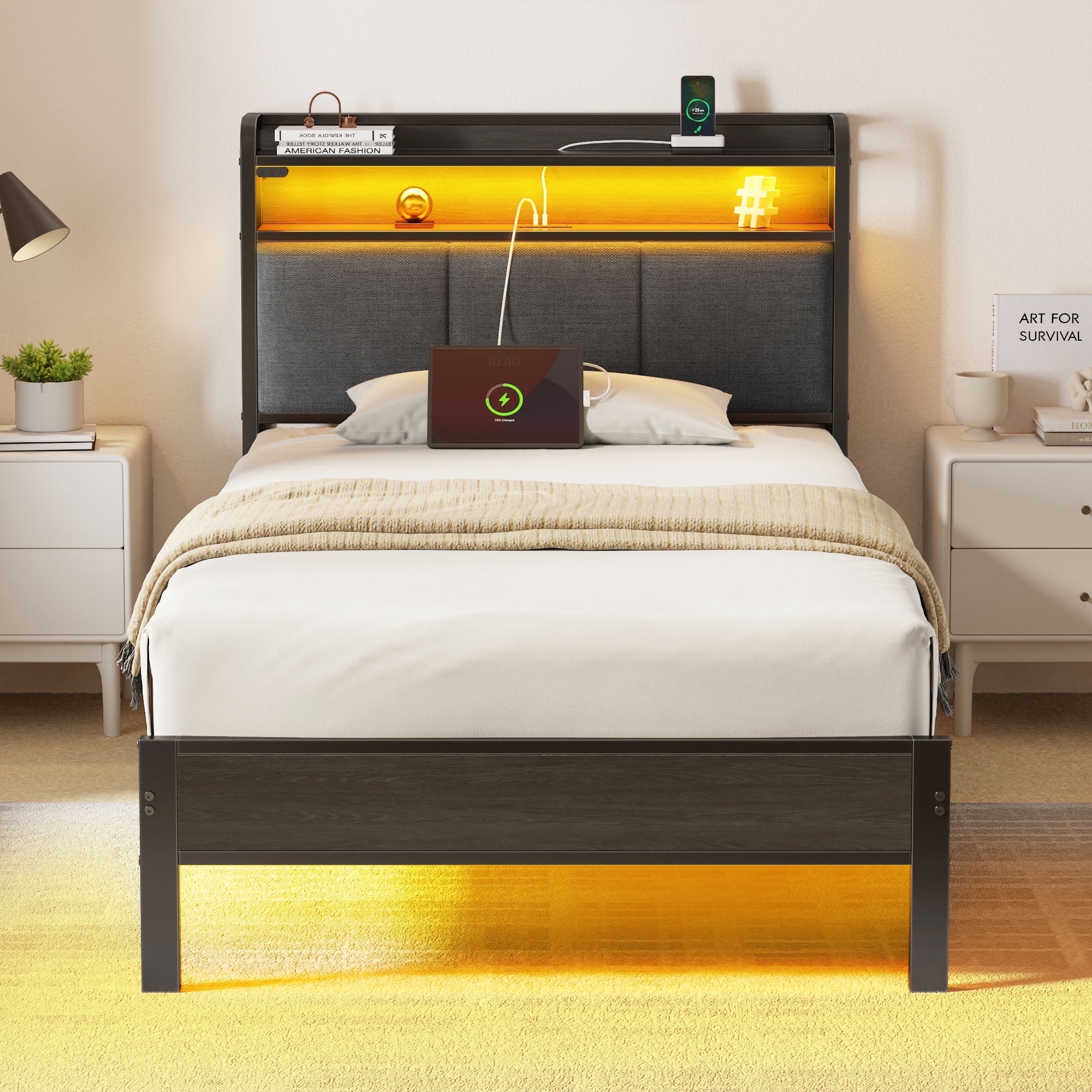 Click here for Greenstell Twin Size Bed Frame With Storage Headbo... prices