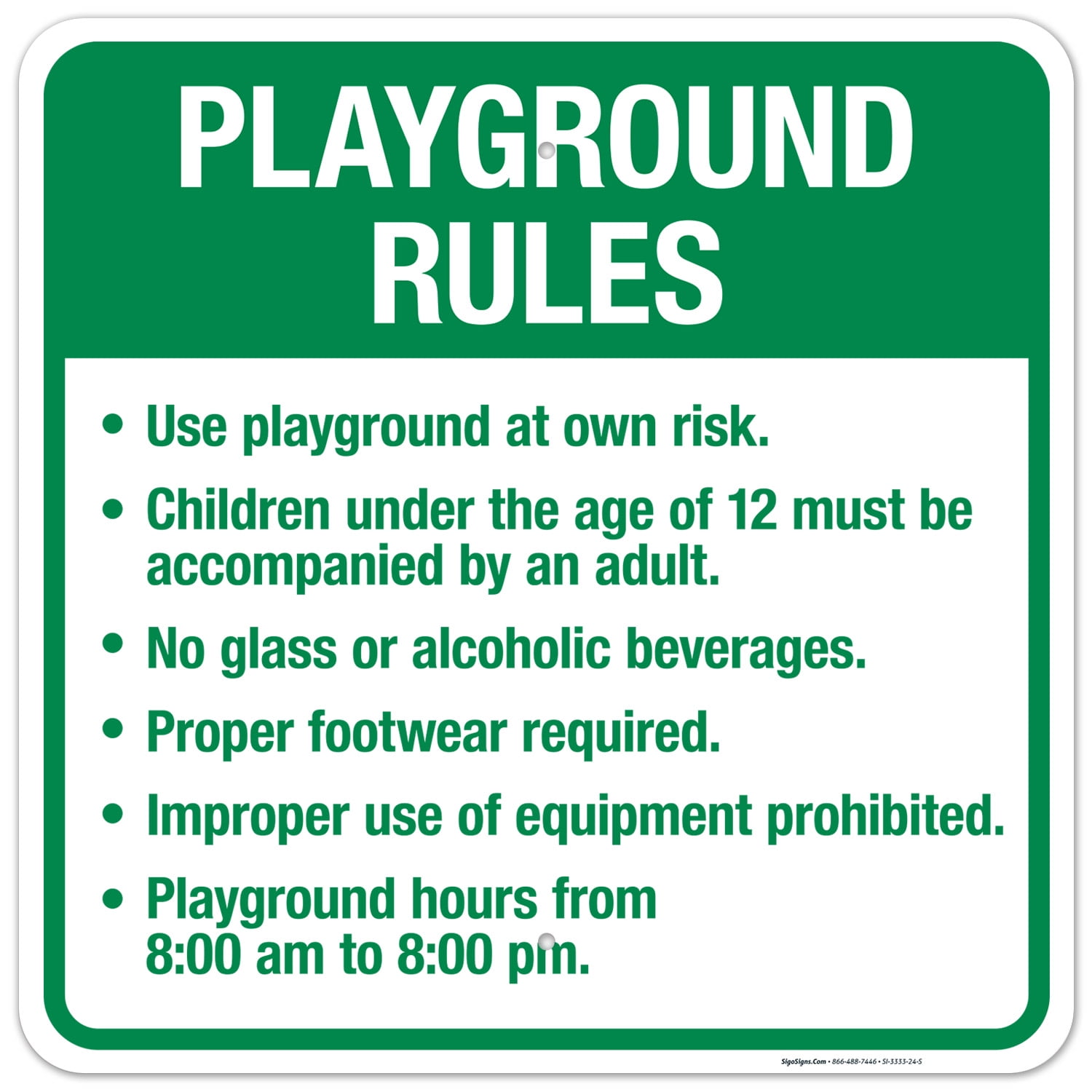 Playground Rules Sign, Use Playground At Own Risk Sign, - Walmart.com