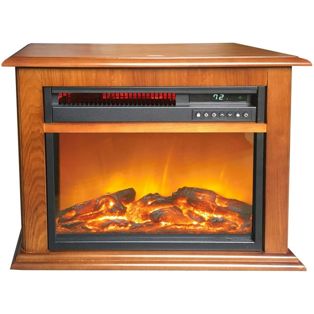 Lifesmart 3-Quartz 5118 BTU Infrared Fireplace Oak Mantel with ...