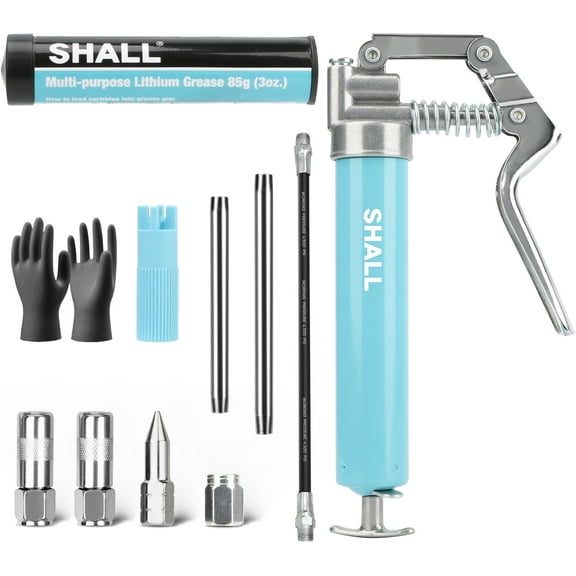 SHALL Mini Grease Gun Kit (3.52OZ, 3000PSI) with Fittings Parts & Zerk ...