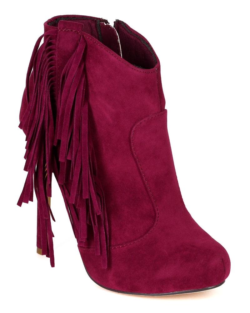 New Women Liliana Tavi-8 Suede Pointy Fringe Stiletto Heel Riding Ankle ...