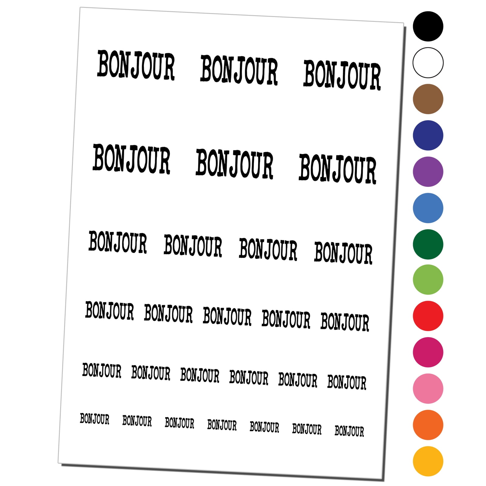 Bonjour Hello Fun Text Water Resistant Temporary Tattoo Set Fake Body ...