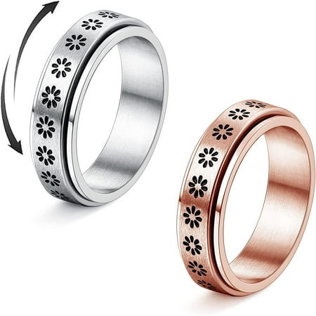 XGBB Anxiety Ring for Women Spinner Fidget Ring Stainless Steel Band ...