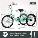 ABORON Adult Tricycle 24 inch, 1 Speed 3 Wheel Bike, Adult Tricycle ...