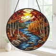 Autumn Sunset Forest Window Suncatcher Stained Glass Style Hanging ...