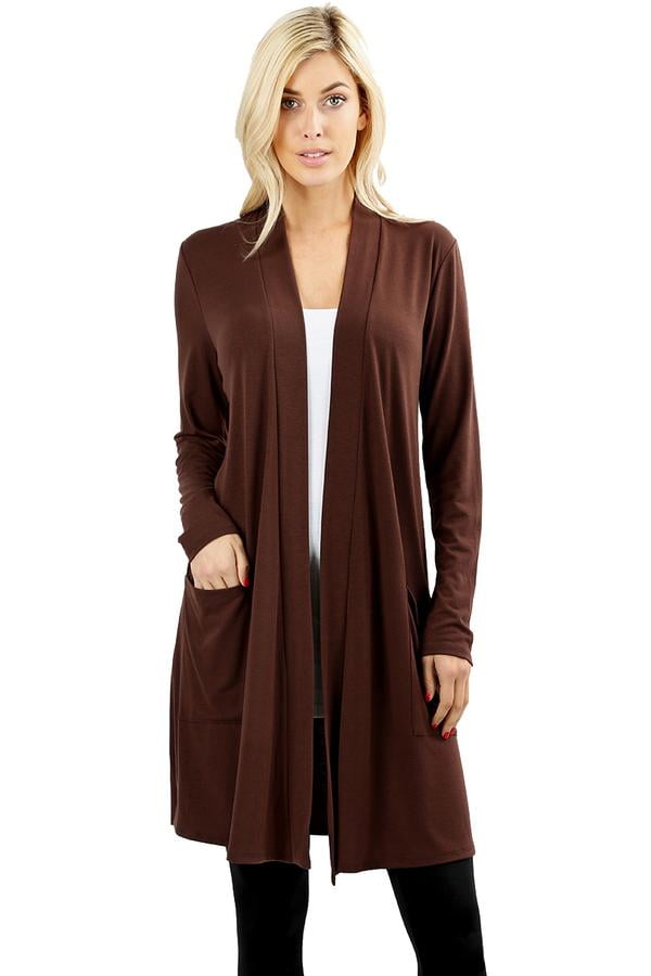 Womens Open Front Draped Slouchy Pocket Long Cardigan - Walmart.com