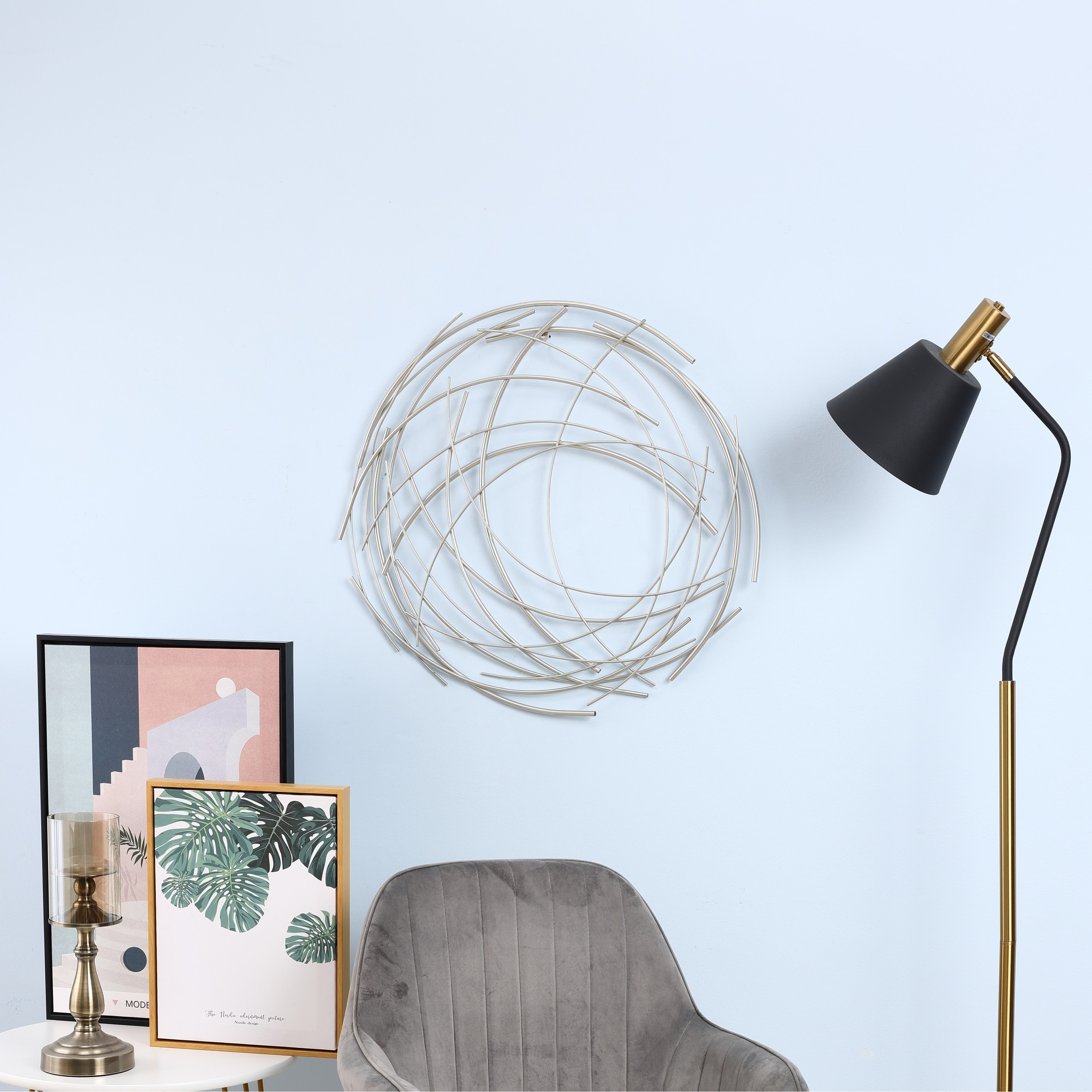 Carbon Loft Silver Abstract Iron Sticks Round Wall Decor - Walmart.com