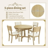 5 Piece Round Dining Table Set, Farmhouse Wood 42 inch Round Table with ...