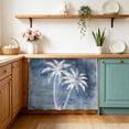 Blue Palm Tree Cabinet Curtains for Kitchen 28"Wx35"L, Summer Tropical ...