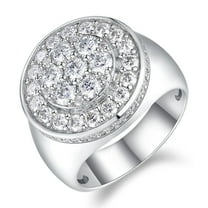 Mens Moissanite Ring D Color VVS1 Clarity Round Cut Cluster Diamond ...