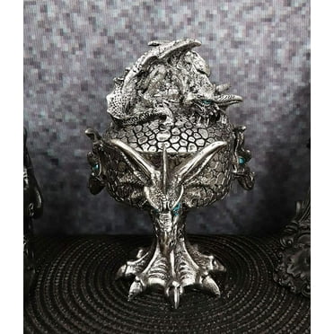 Dragon Laying on Oval Shaped Jewelry Trinket Box Mythical Fantasy ...