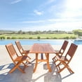 5-Pc Outdoor Patio Dining Set with Curving Leg Table & Folding Chairs ...