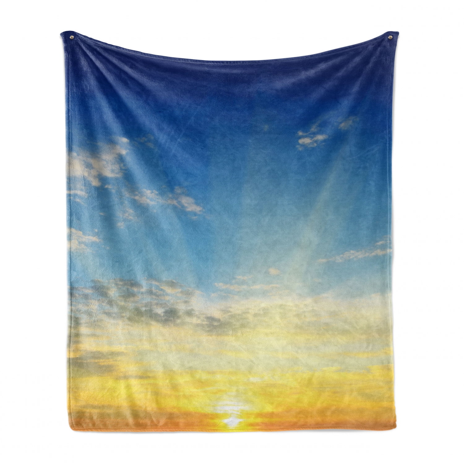 Sky Soft Flannel Fleece Blanket, Sun Rays Above the Horizon Sunset ...