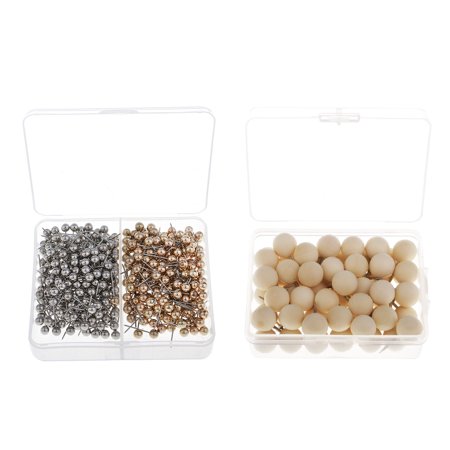 60x OFFICE STATIONERY Wooden Push Pin Marking Push Pins+400x Tacks Push ...