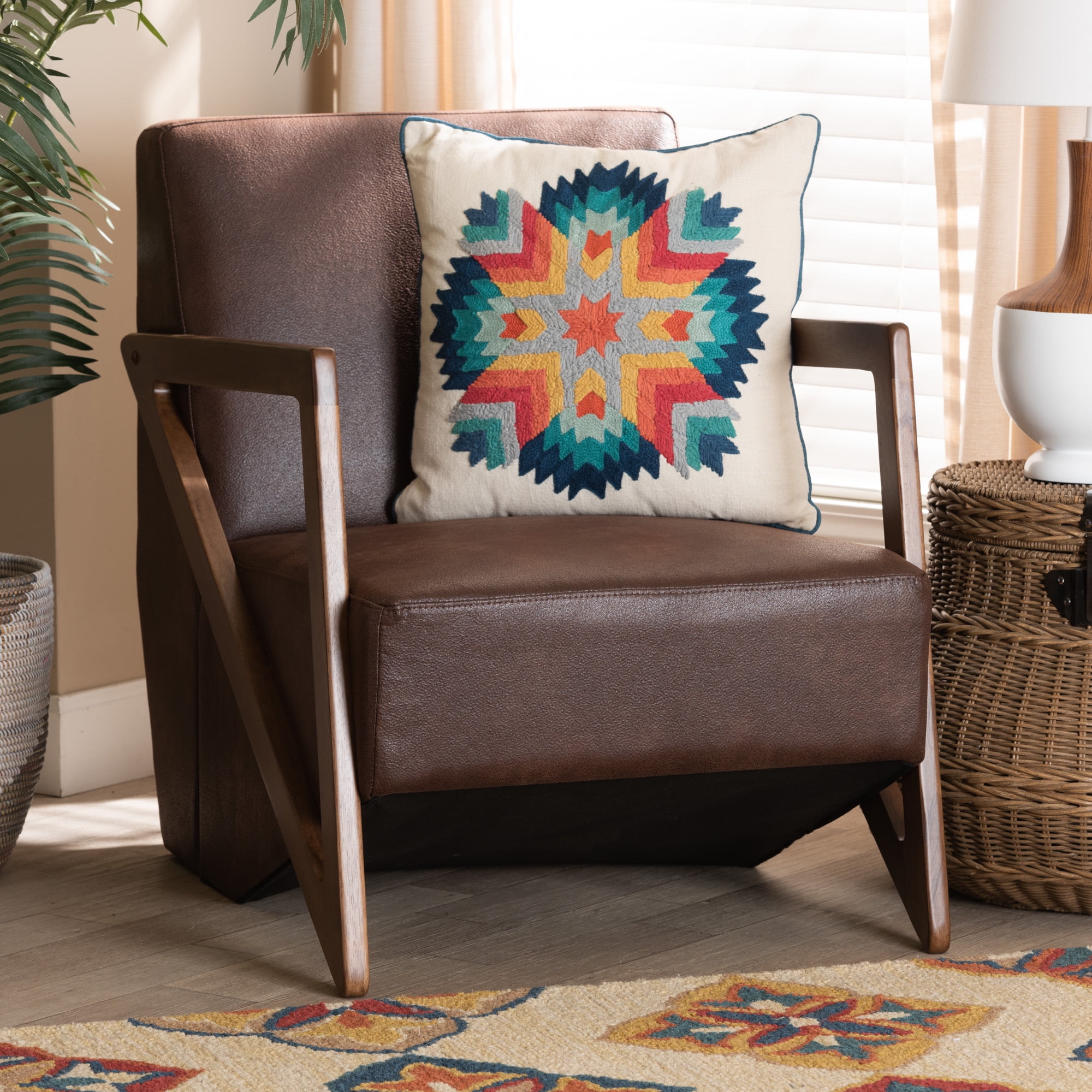 Baxton Studio Christa Lounge Chair, Dark Brown and Walnut Brown ...