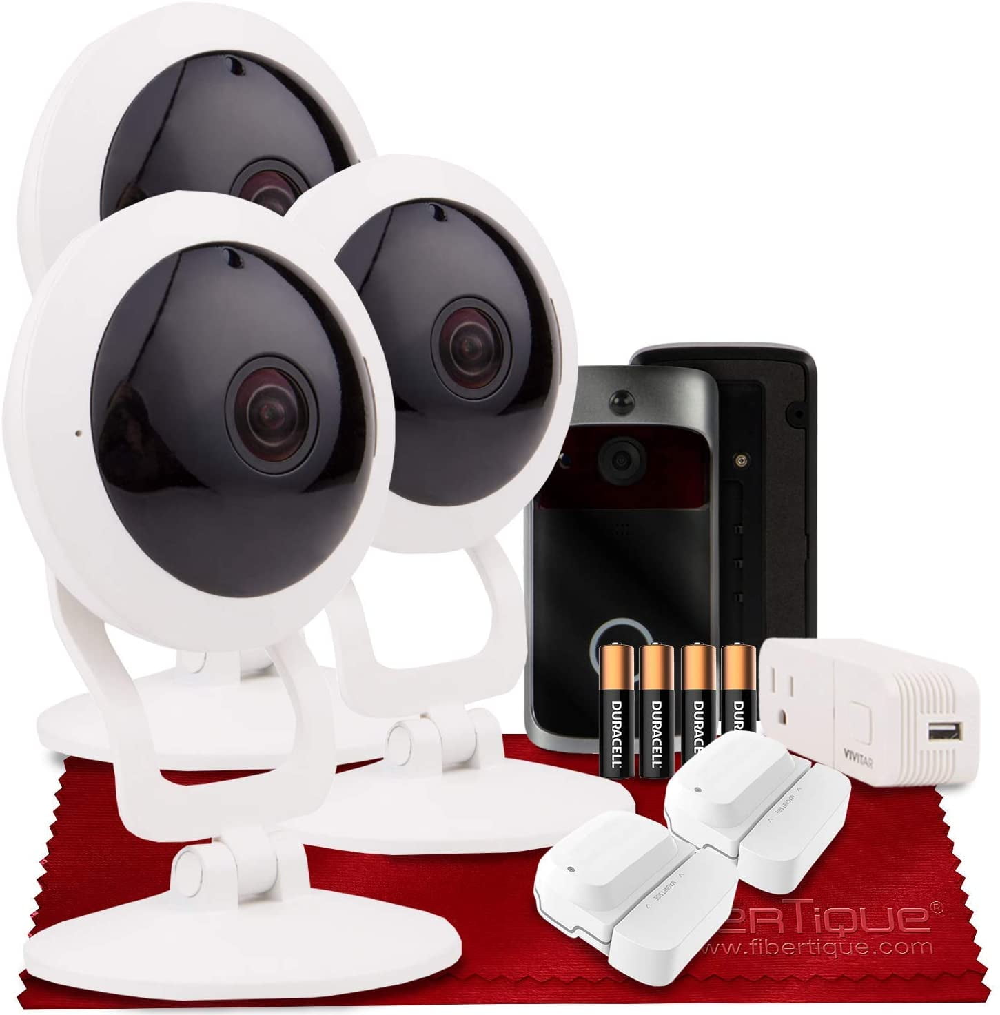 Three White Vivitar Smart Home Digital Security Cameras Full HD 1080p ...