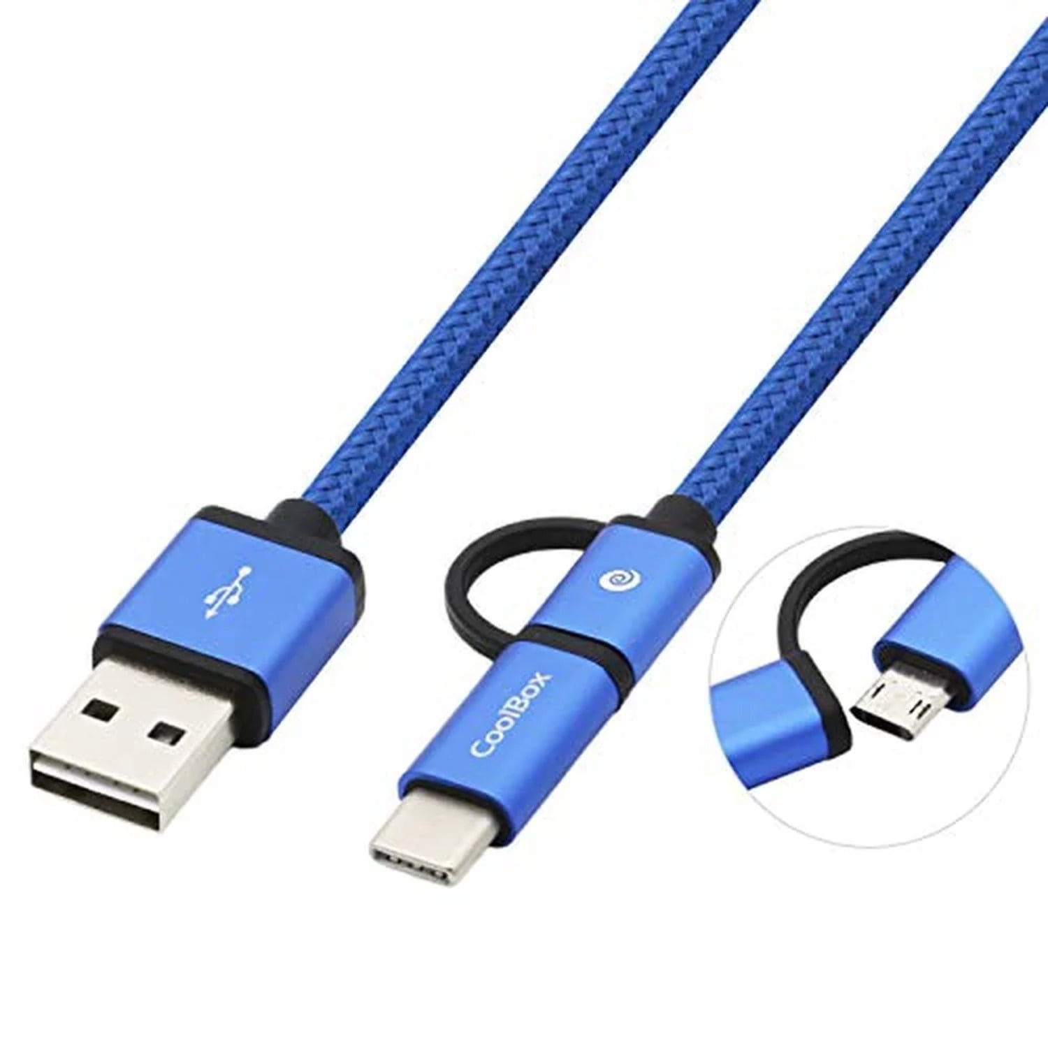 USB Cable to Micro USB and USB C CoolBox COO-CAB-U2MC-BL - Walmart.com