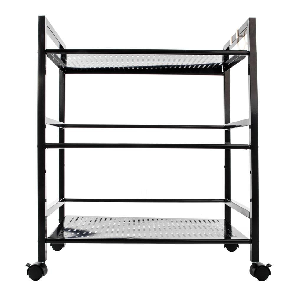 Zimtown Rolling Salon Trolley Cart Storage Cart with 2 Hooks on Wheels ...