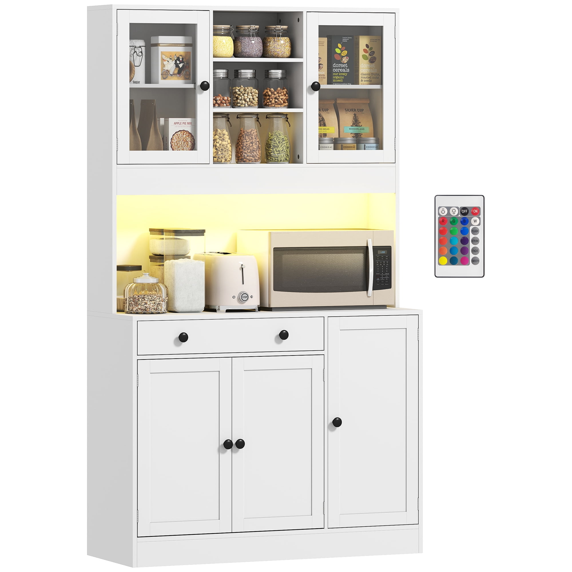 Click here for Homcom Kitchen Pantry Cabinet With Led Light  Stor... prices