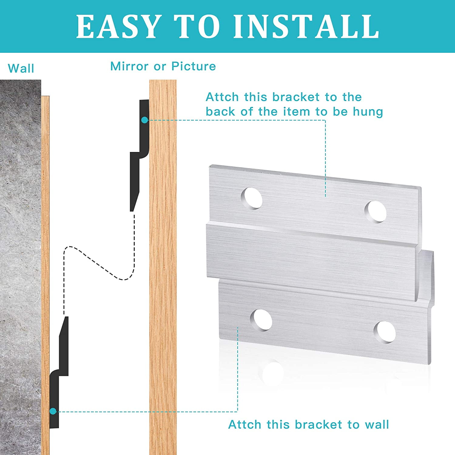 Buy French Cleat Hanger, 2 Aluminum Z Clips Interlocking Wall Mounting ...