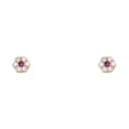 14k REAL Yellow Gold Flower Stud Earrings with Screw Back - Walmart.com