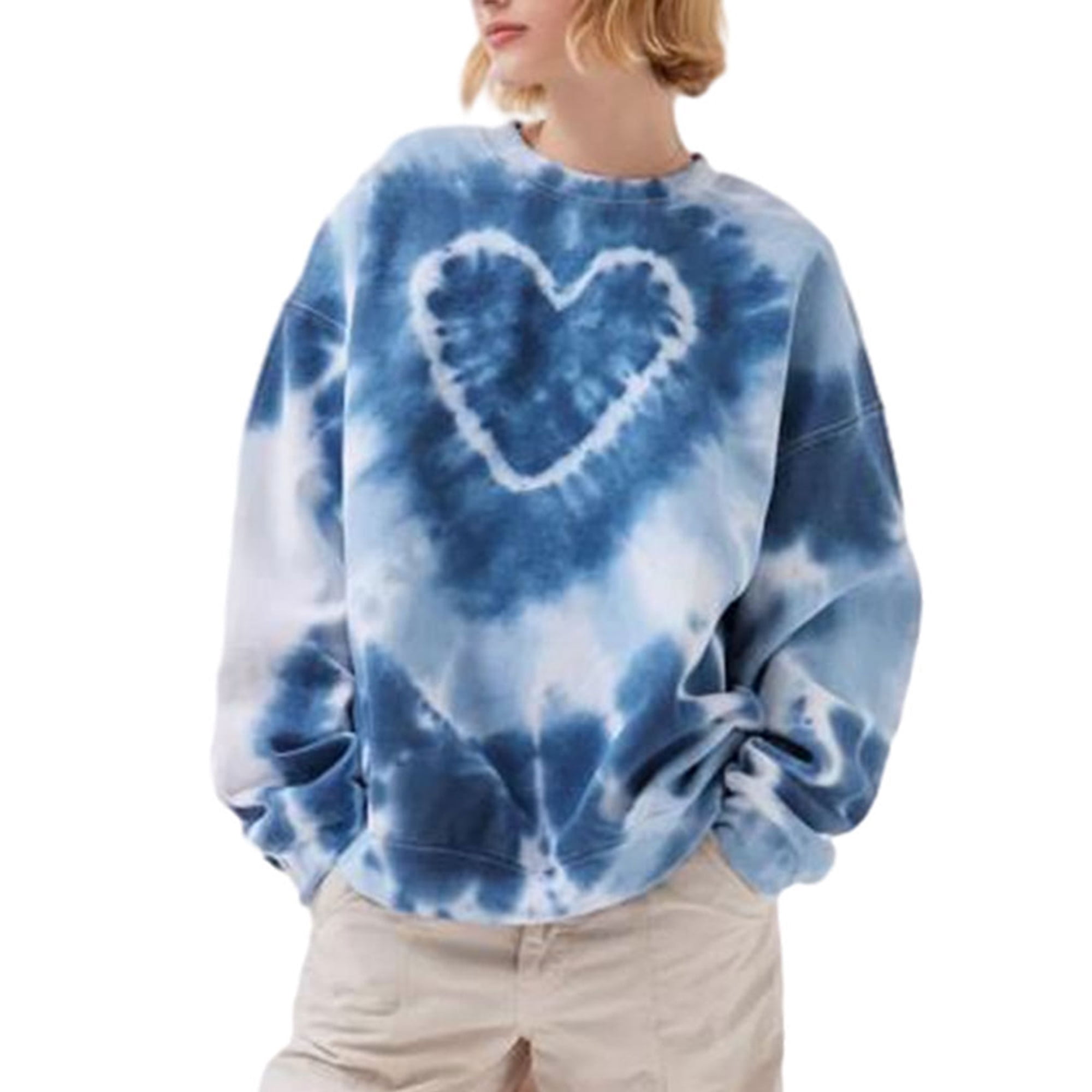 Click here for Gupgi Women Heart Tie Dye Sweatshirts Long Sleeve... prices