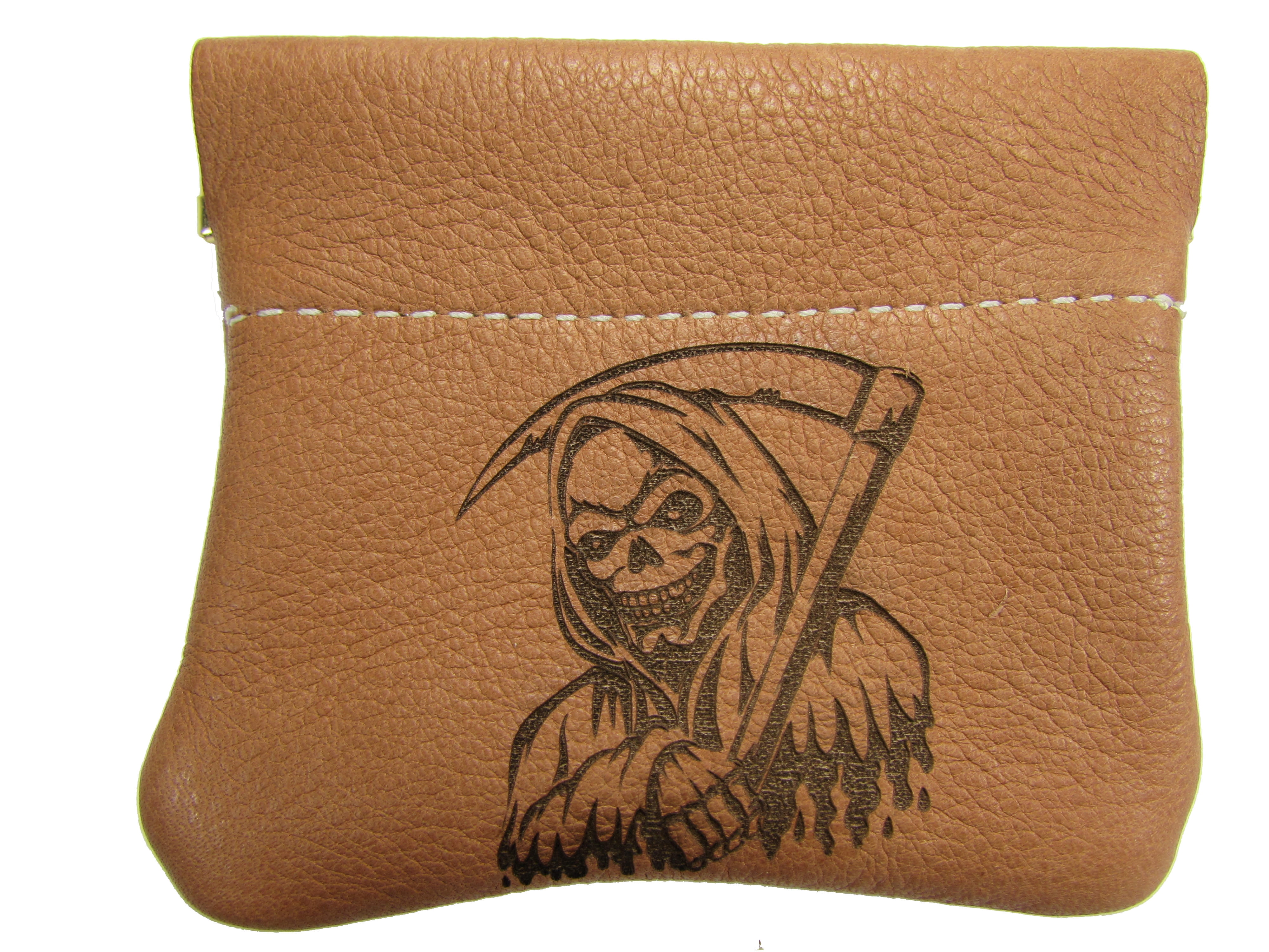 Leather Grim Reaper Squeeze Coin Pouch Change Purse USA Made - Walmart.com