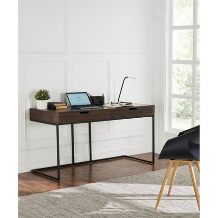 Chester 57" Solid Wood Writing Desk with 2 spacious Drawers in Dark ...