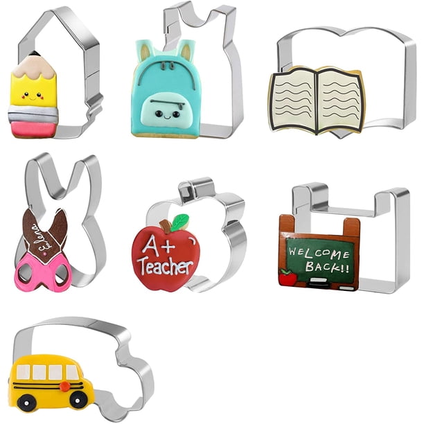 Back to School Cookie Cutters Set - 7Pcs Teacher Appreciation Cookie ...