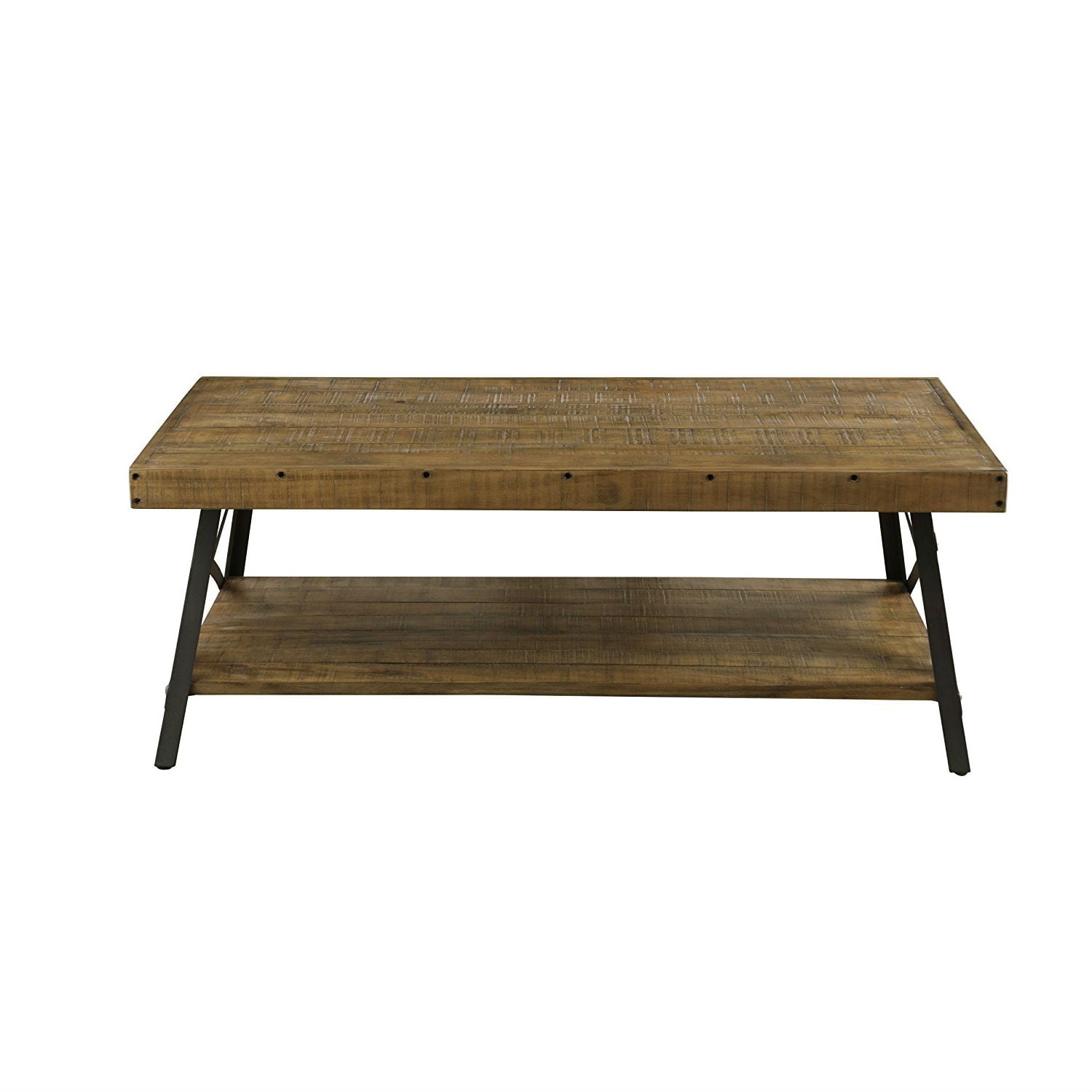Modern Industrial Style Solid Wood Coffee Table with Steel Legs ...