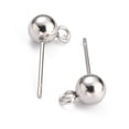 20pc 304 Stainless Steel Ball Post Stud Earring Findings with Loop and ...