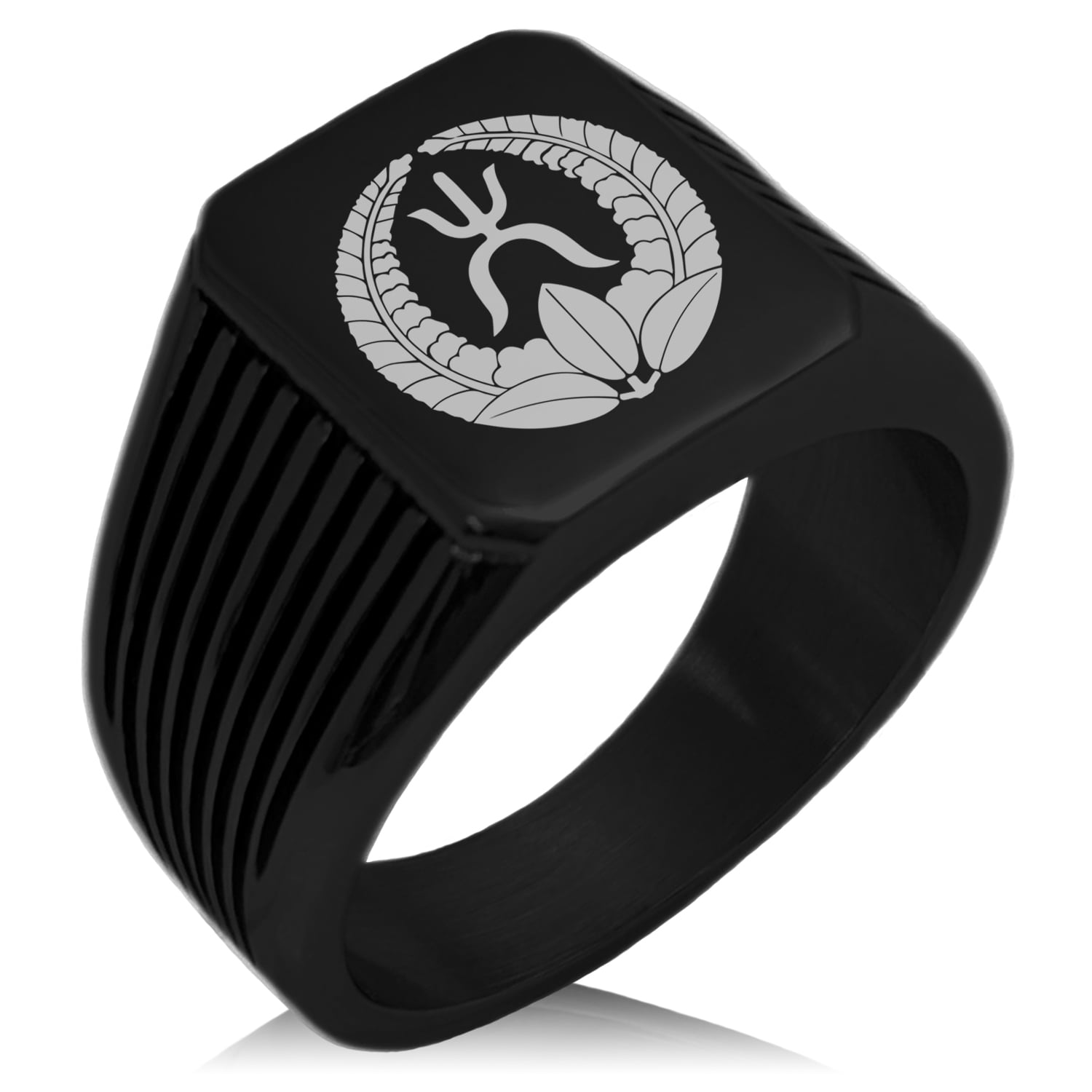 Stainless Steel Okubo Samurai Crest Needle Stripe Pattern Biker Style ...