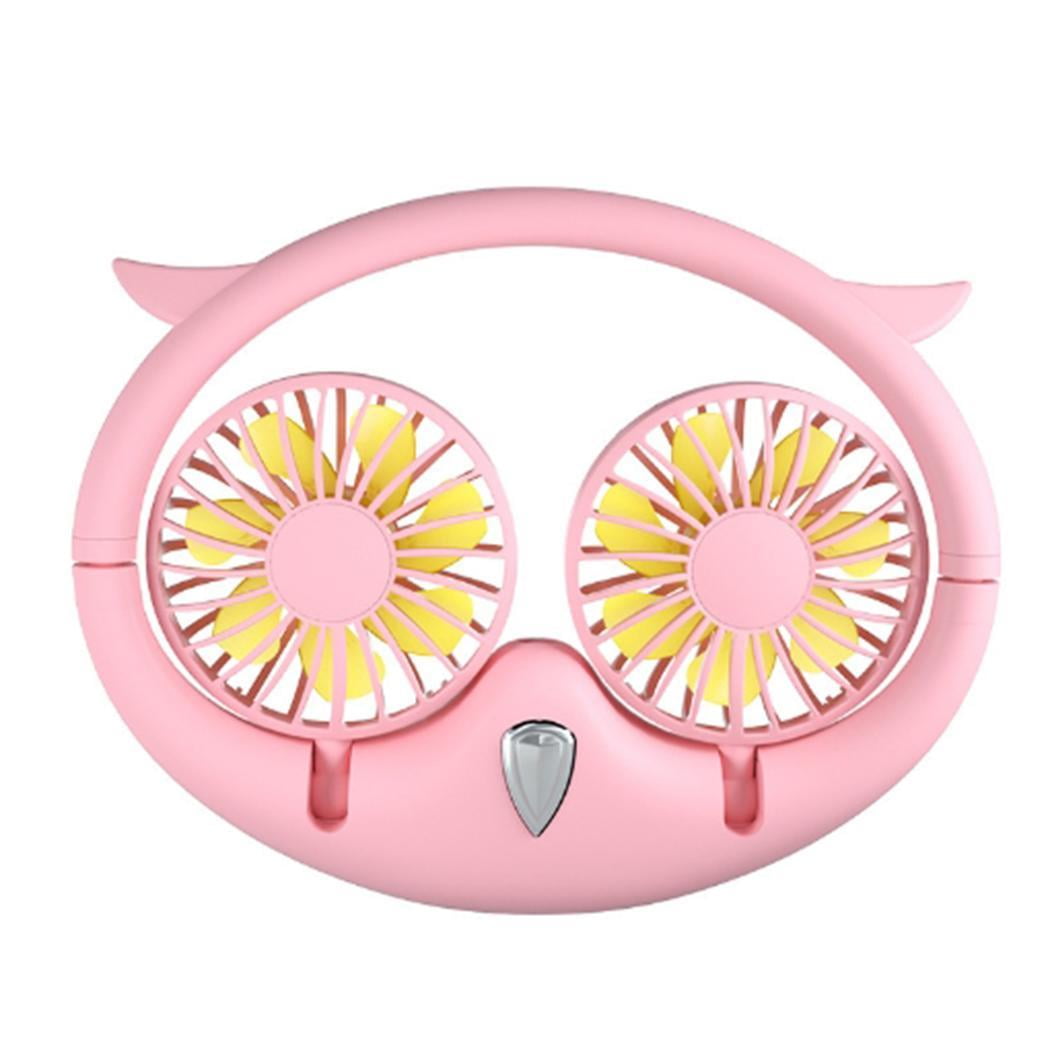 Household Creative Fan Owl Shape Neck-hanging Fan Retractable Home ...